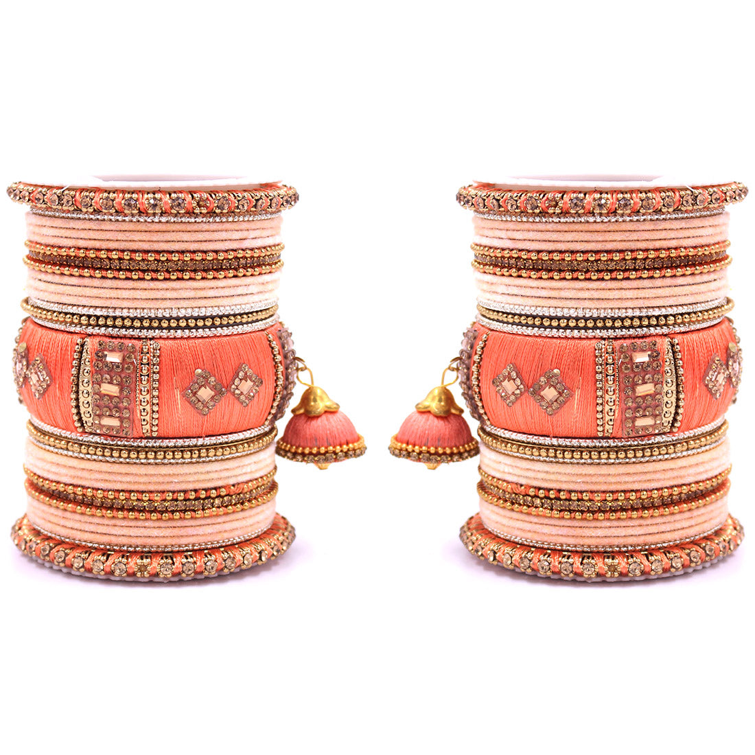 Bridal Set of 2 Silk Thread Bangle Set With Jhumki – BANGLES BY LESHYA