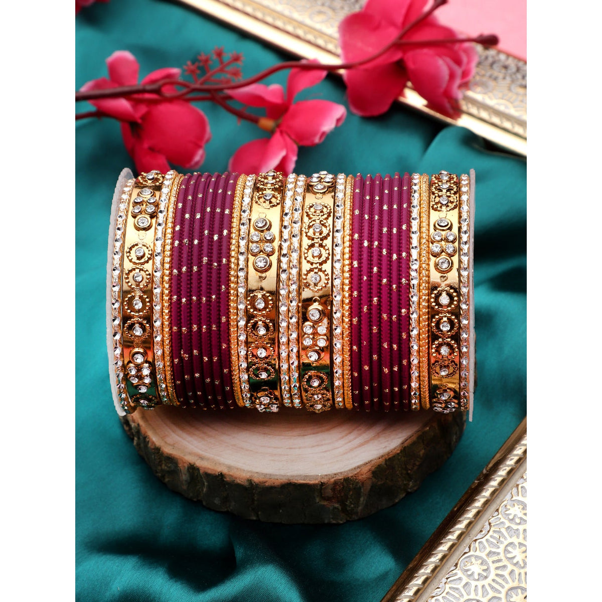 Traditional Bangle Set With Golden Dotted Bangles – BANGLES BY LESHYA