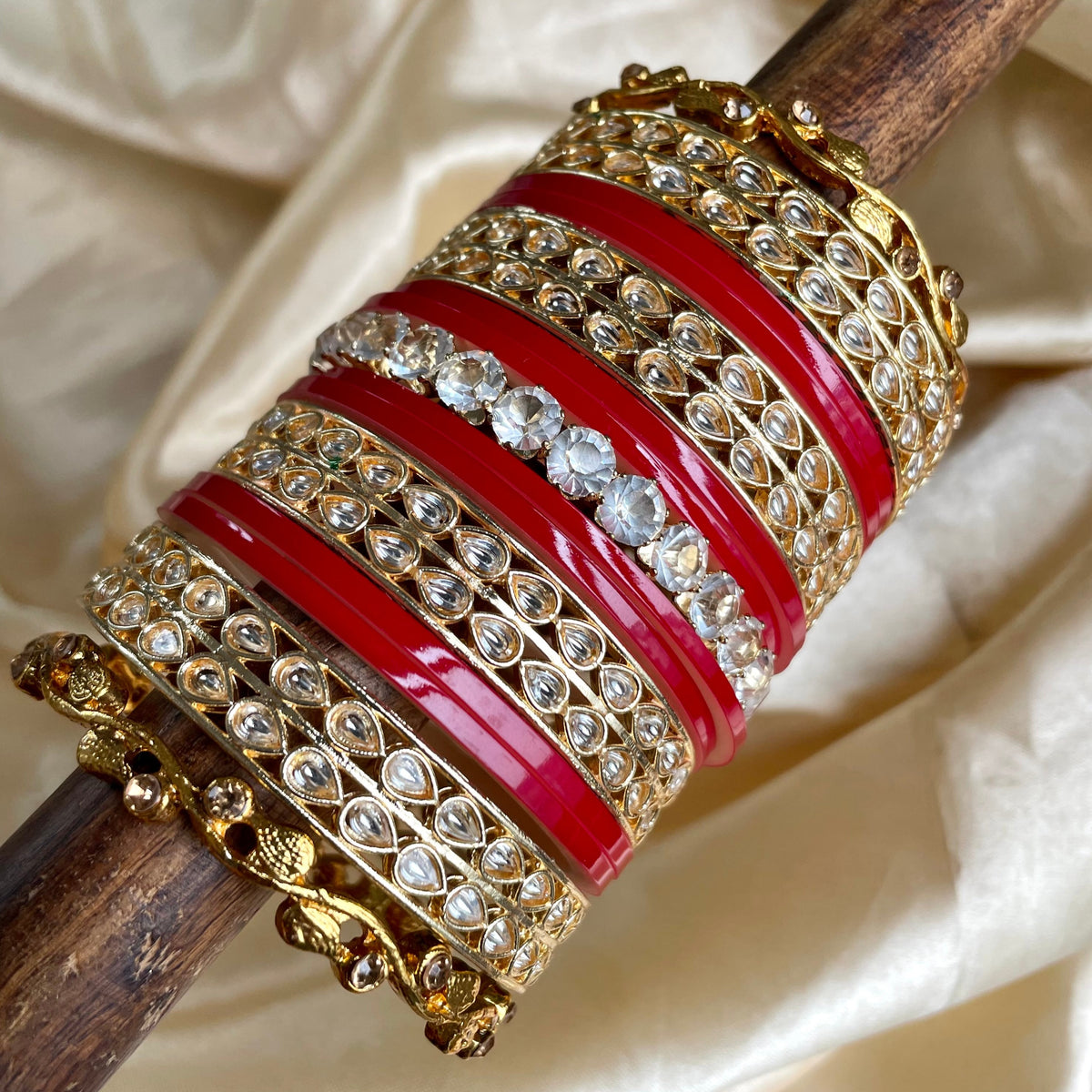 Kundan Bridal Chura with AD Center Stone kada for 2 Hands by Leshya ...