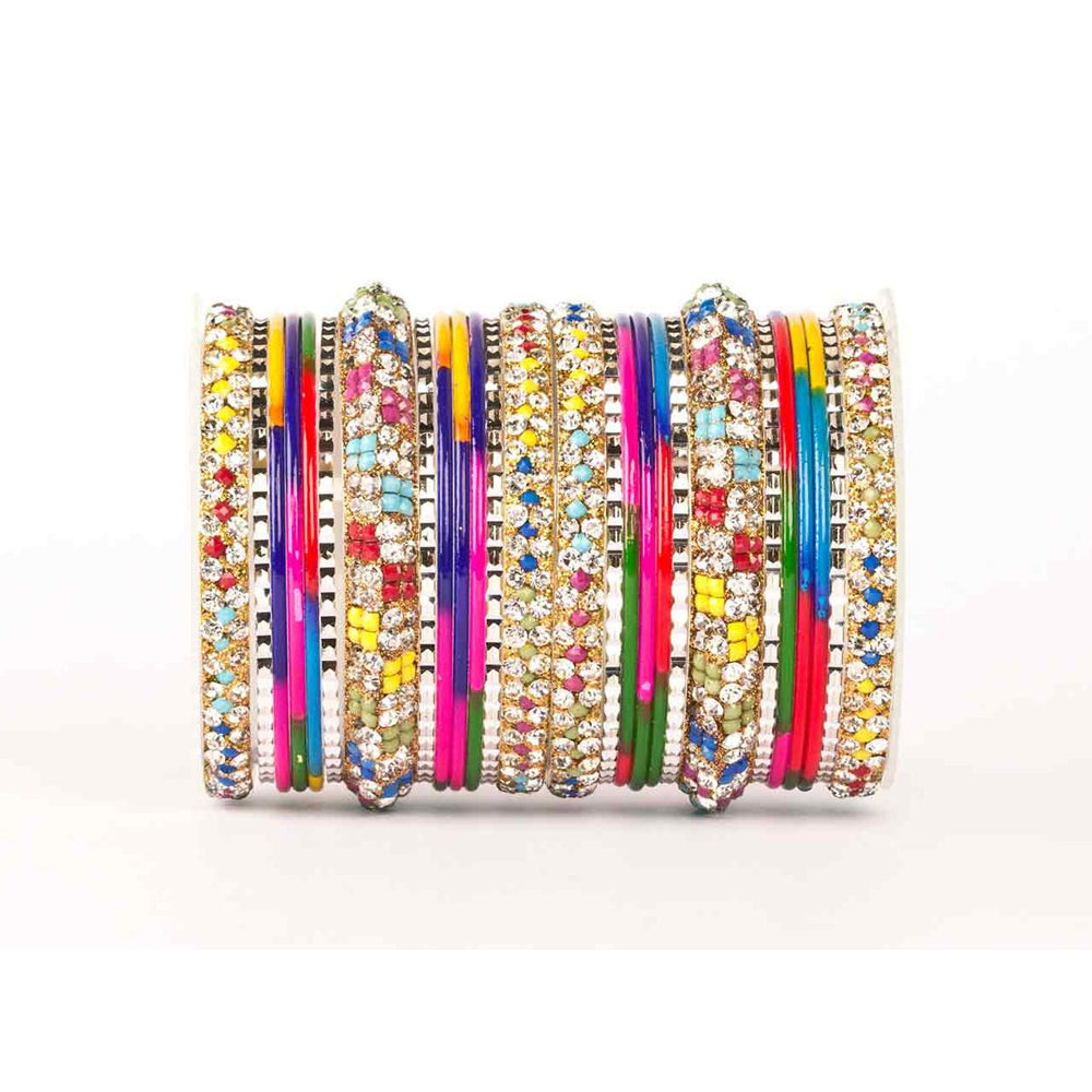 Lac Stone Pattern Bangle Set For Two Hands – BANGLES BY LESHYA