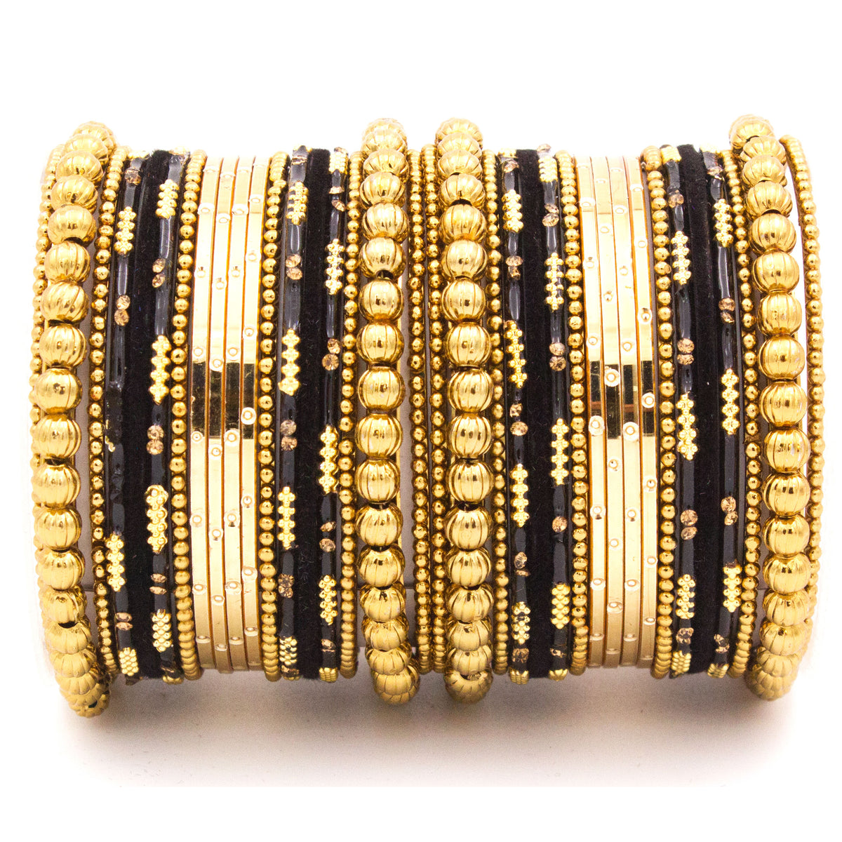 Traditional bangle set for two hands with velvet and meenakari bangles ...