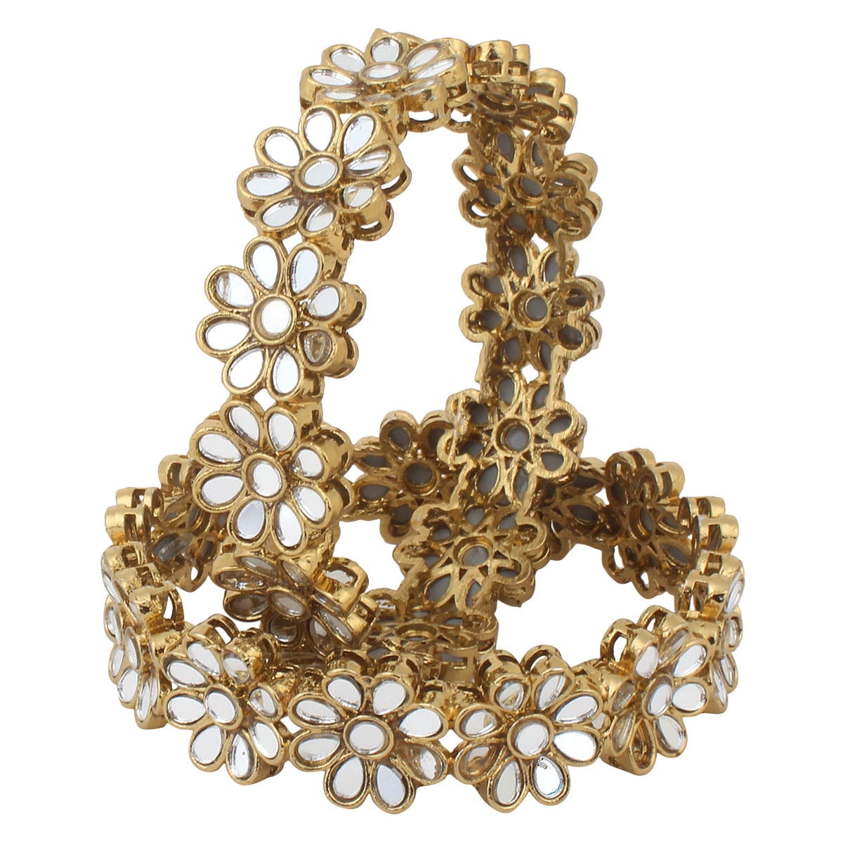 Beautiful Mirror Flower Kada Pair by Leshya – BANGLES BY LESHYA