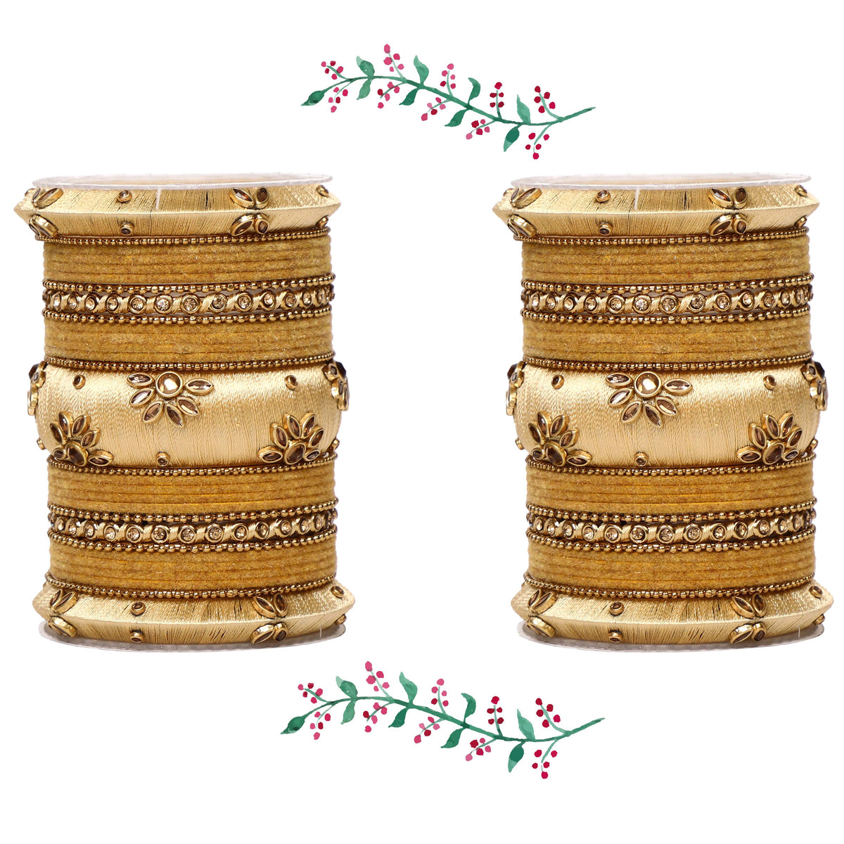 Traditional Velvet Bangle set with Thread Kada for Two Hands – BANGLES ...