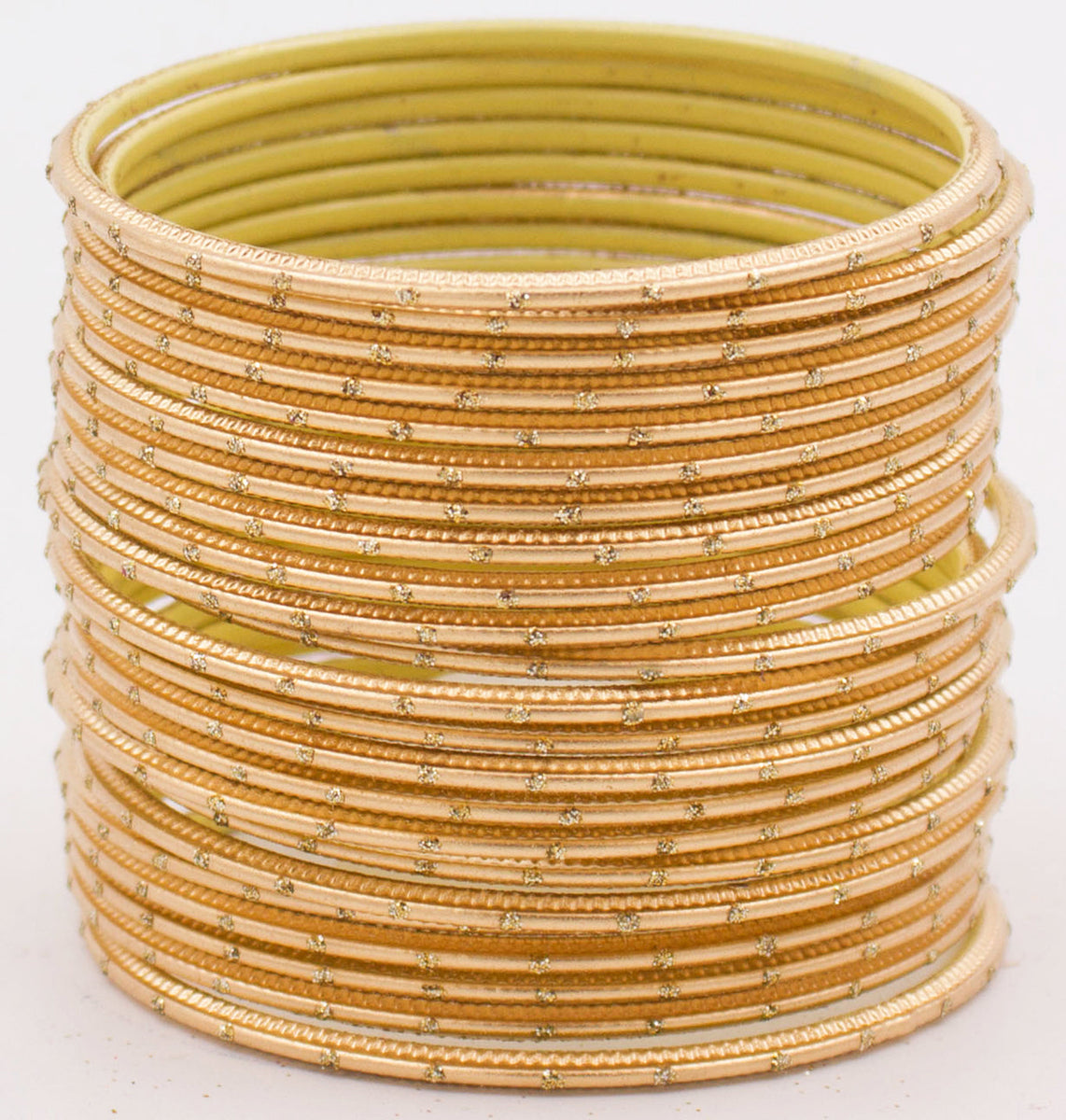 Set of 24 Plain Matte Textured Metal Bangles By Leshya Plus Size ...